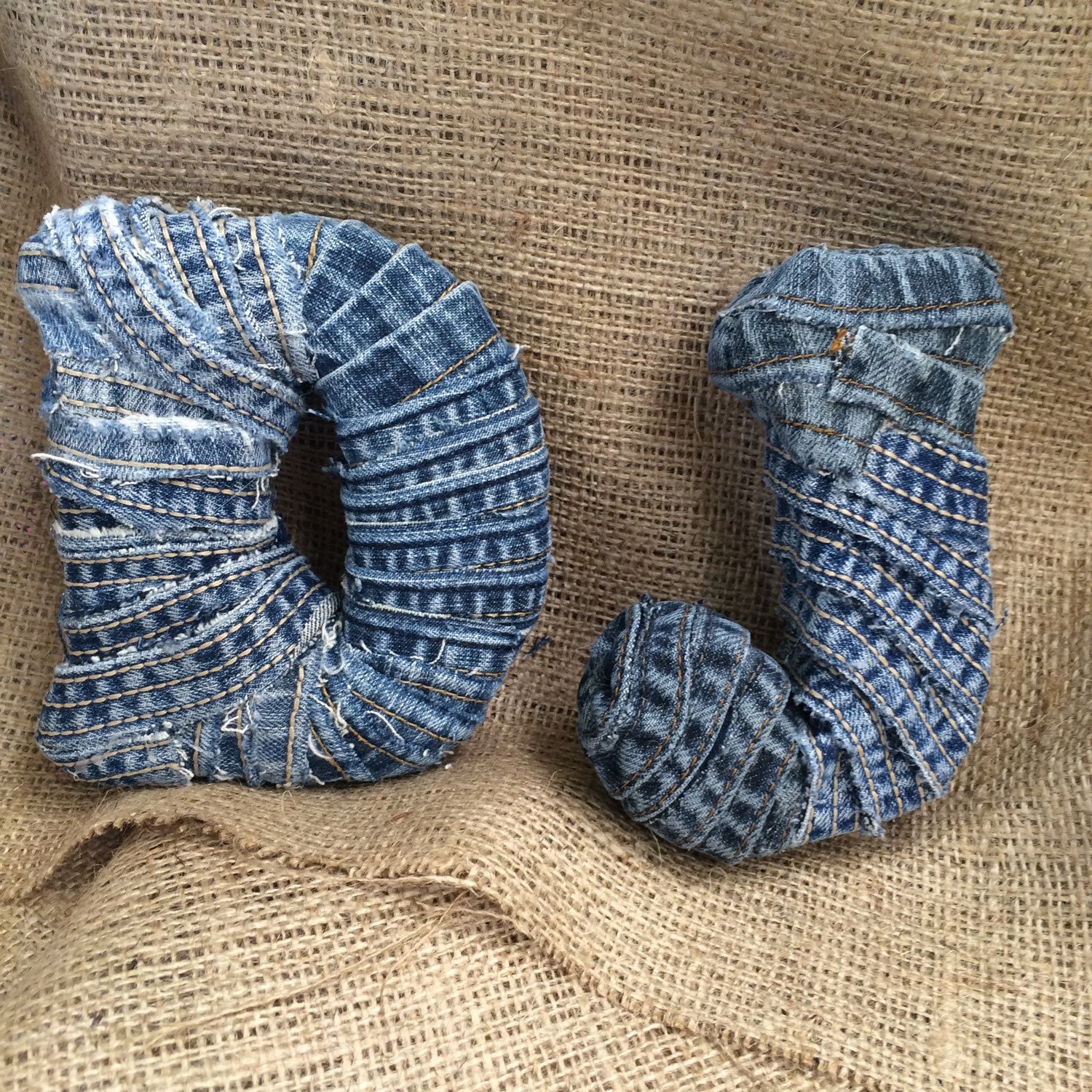 Denim Wrapped Letter Blue Jean Home Decor Country Charm - Etsy