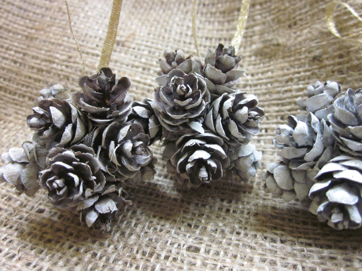 Frosted Mini Pine Cone Ball Ornament Set, Country Christmas Tree ...