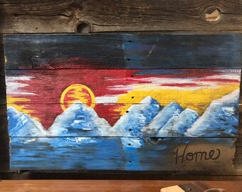 Rustic Wall Flag Hand Painted Colorado Night Mural Wall Art | Etsy