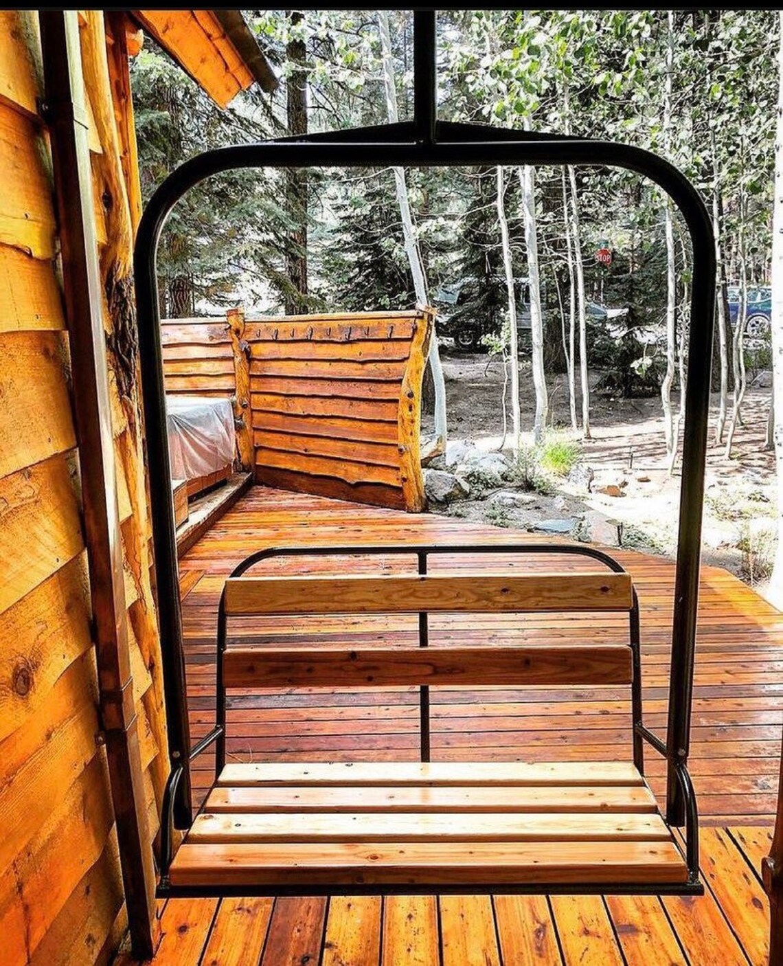 2-person Repurposed Ski Chairlift Swing – Powder Coated Steel, Wooden ...