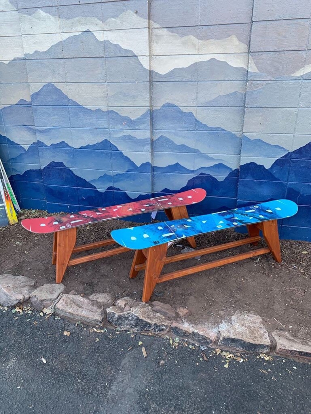 Set of 2 -single Snowboard Bench, Colors Vary, Pick a Color, Snowboard ...