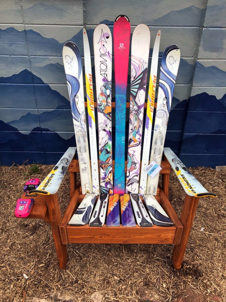 Ski Chairs, Colorful Outdoor Deck Seating, Upcycled Skis (set of 2) - Etsy