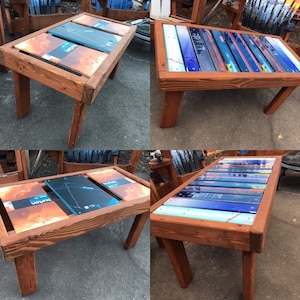 Ski Coffee Table Customizable, Snowboard Table, Colorado Mountain ...