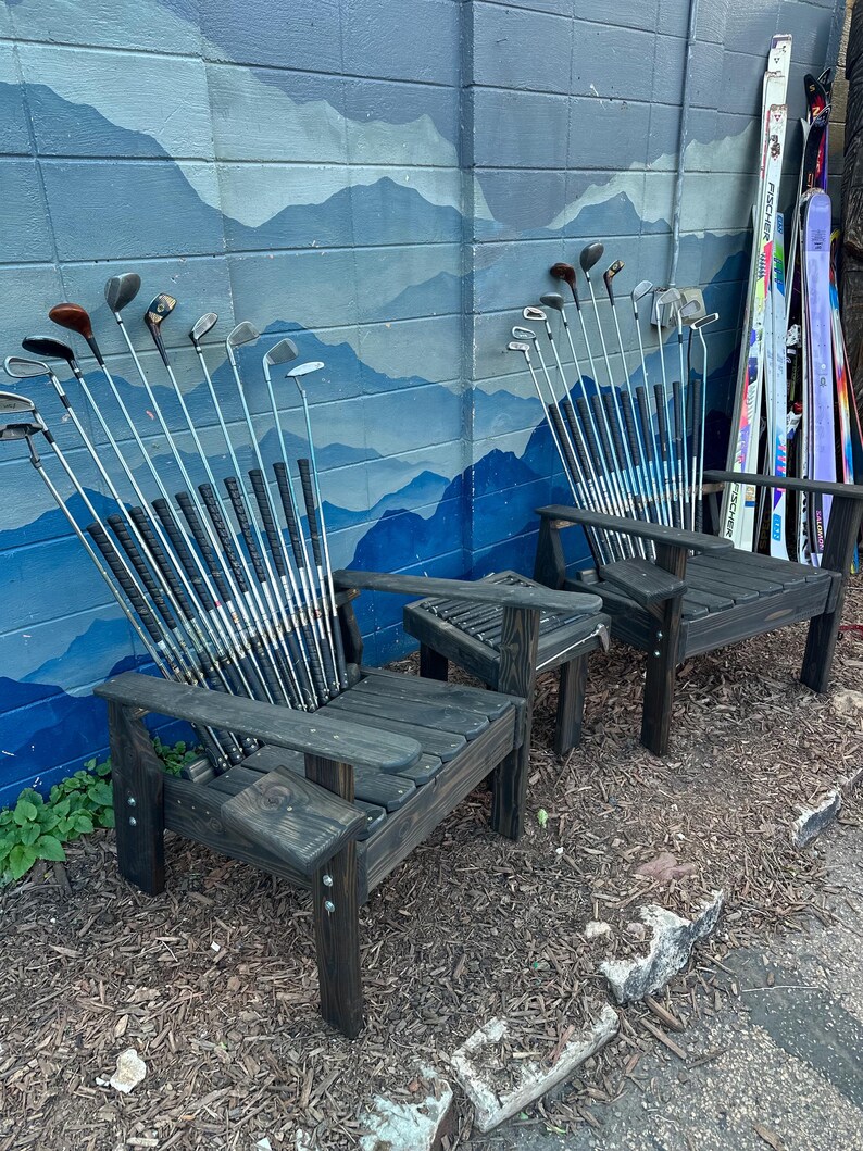 Set of 2 Dark Walnut Golf Club Chairs - Repurposed Design - Etsy