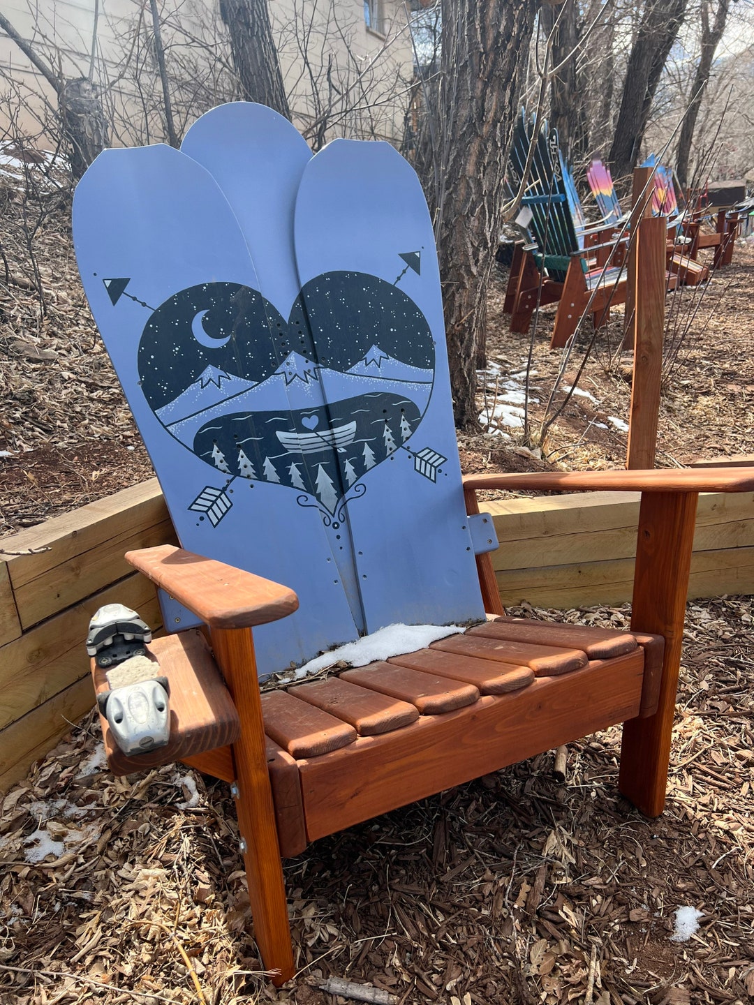 Hand-painted Snowboard Adirondack Chair – Mountain Lake Scene - Etsy