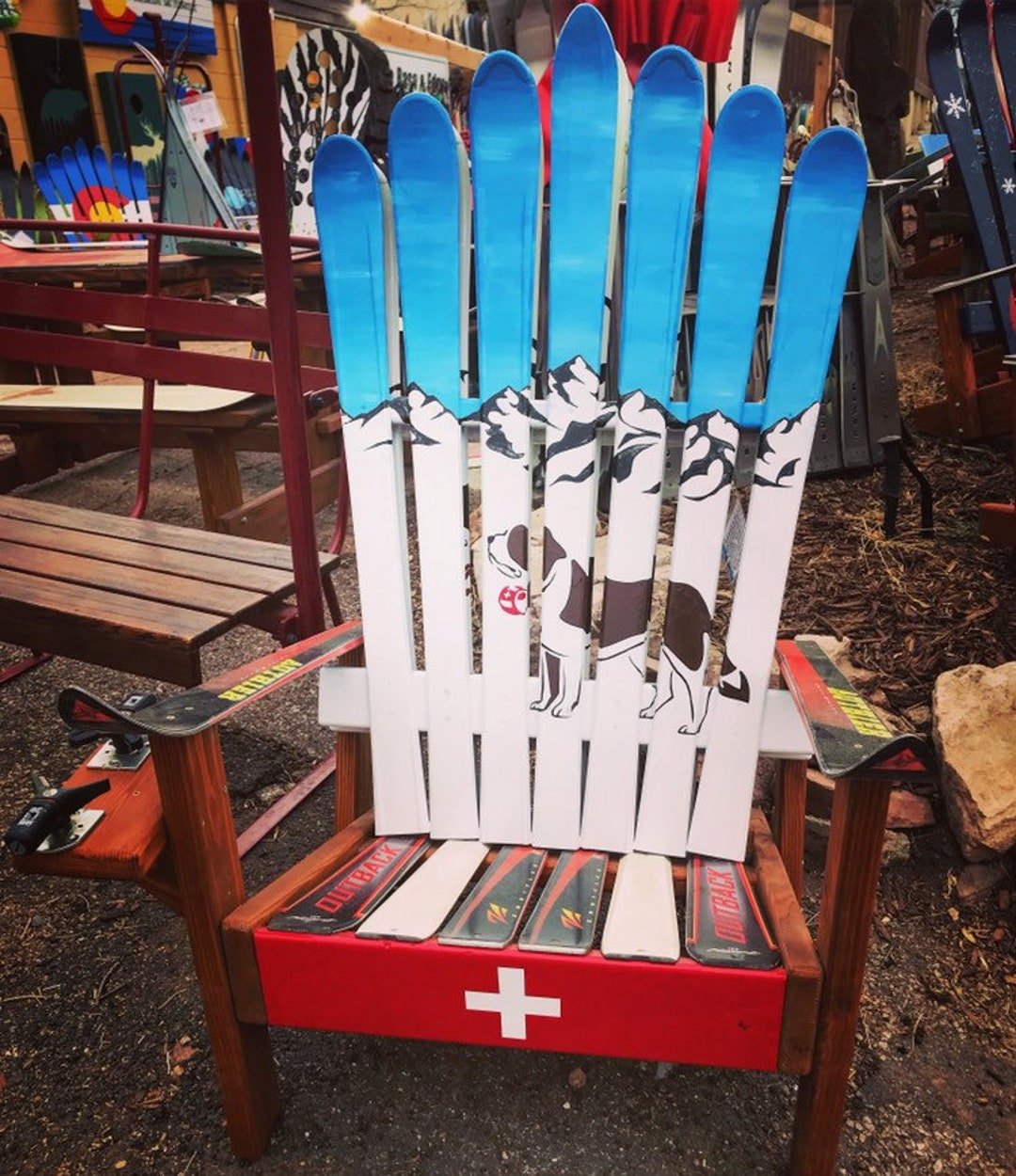 Hand Painted Ski Adirondack Chair – Dog Design, Upcycled Skis - Etsy