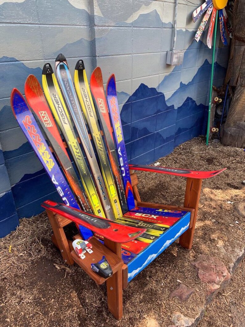 Set of 4 Adirondack Ski Chairs With Hand Painted Snowy | Etsy
