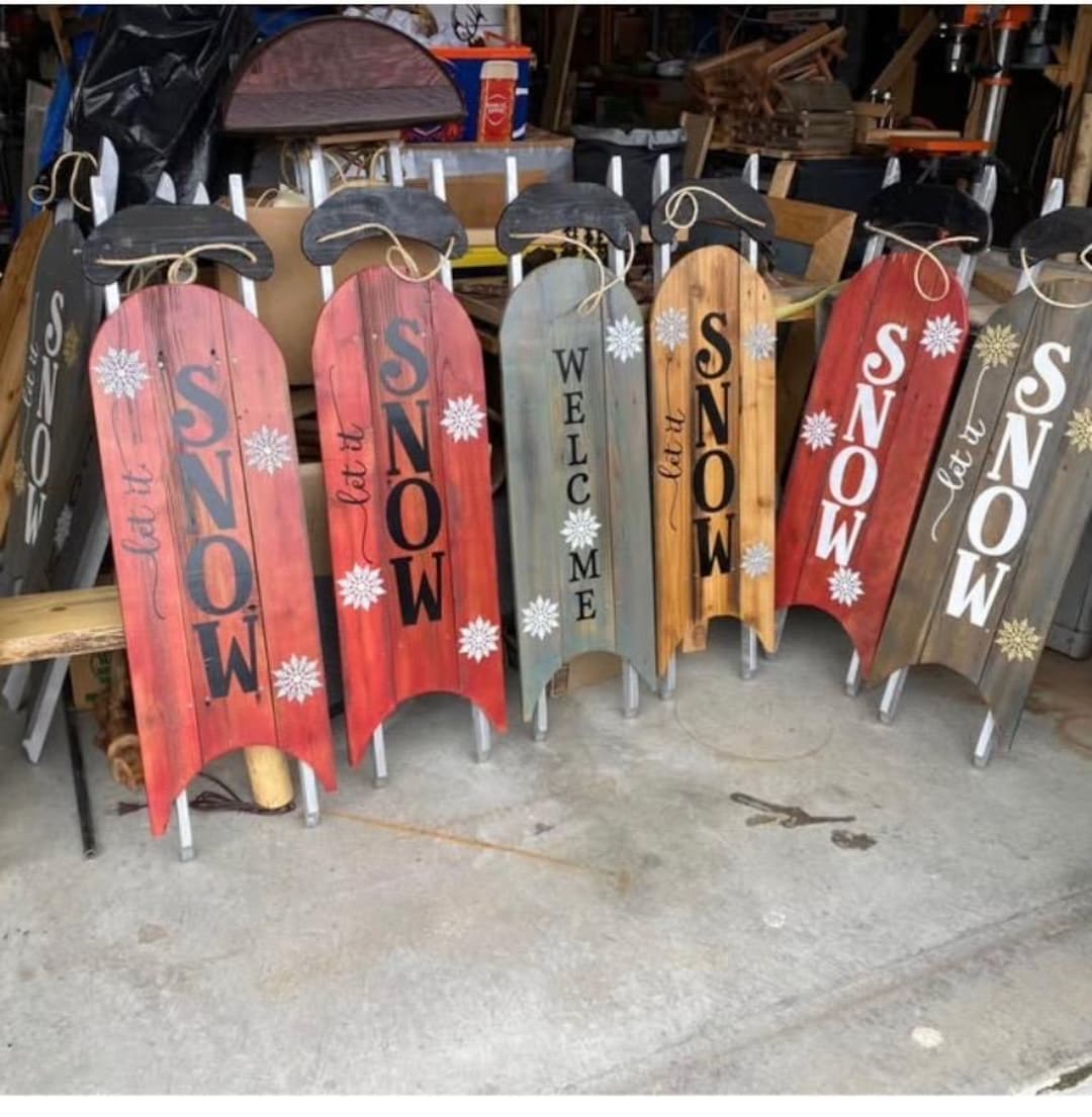 Hand Crafted Wooden Sleds, Stained & Hand Painted Home Decor, Rustic ...