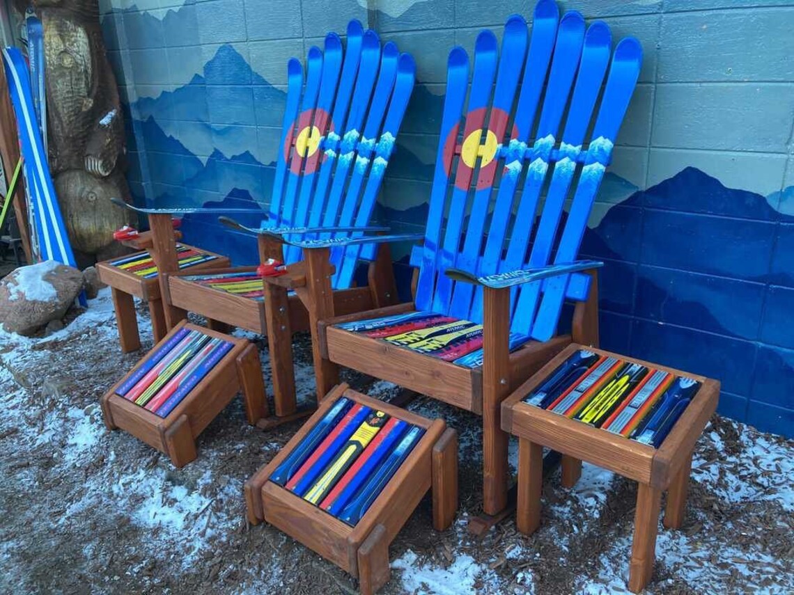 Colorado Ski Adirondack Chair Set – Upcycled Outdoor Patio Furniture - Etsy