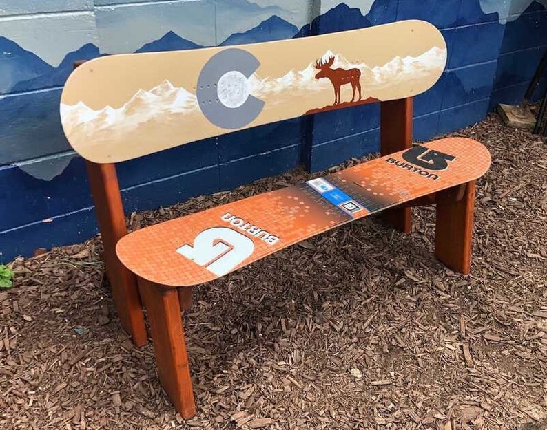 Moose Mural Double Snowboard Bench Boot Bench Mud Room - Etsy