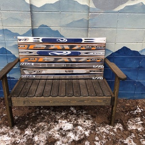 Dark Walnut Stained Ski & Snowboard Park Bench Repurposed, Request Your ...