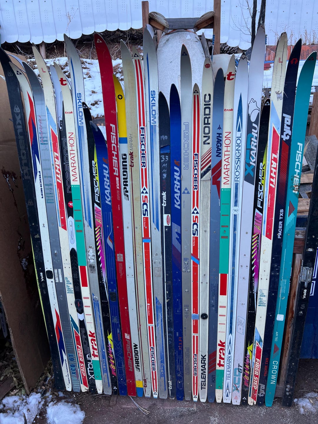 Ski Fence Panel Sections Sets of Cross Country Skis Decorative Ski ...