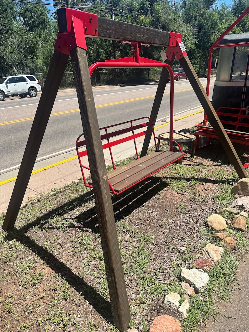 Repurposed Ski Chairlift Bench Swing With Wooden A-frame - Etsy