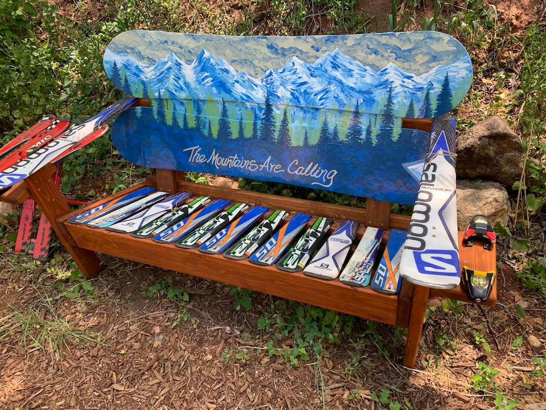 Hand-painted Upcycled Snowboard Adirondack Bench, Mountain Scene - Etsy