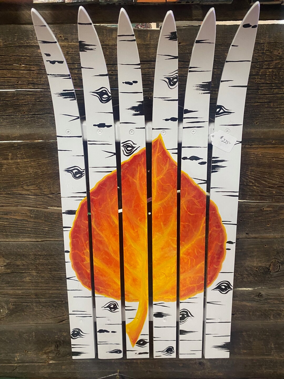 Aspen Leaf SKI Wall Art Hand Painted on Cross Country Skis, Home Decor ...