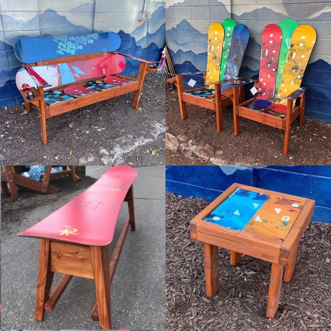 Set of 5 - Ultimate Snowboard Set of (2) Chairs, a Bench, Side Table ...