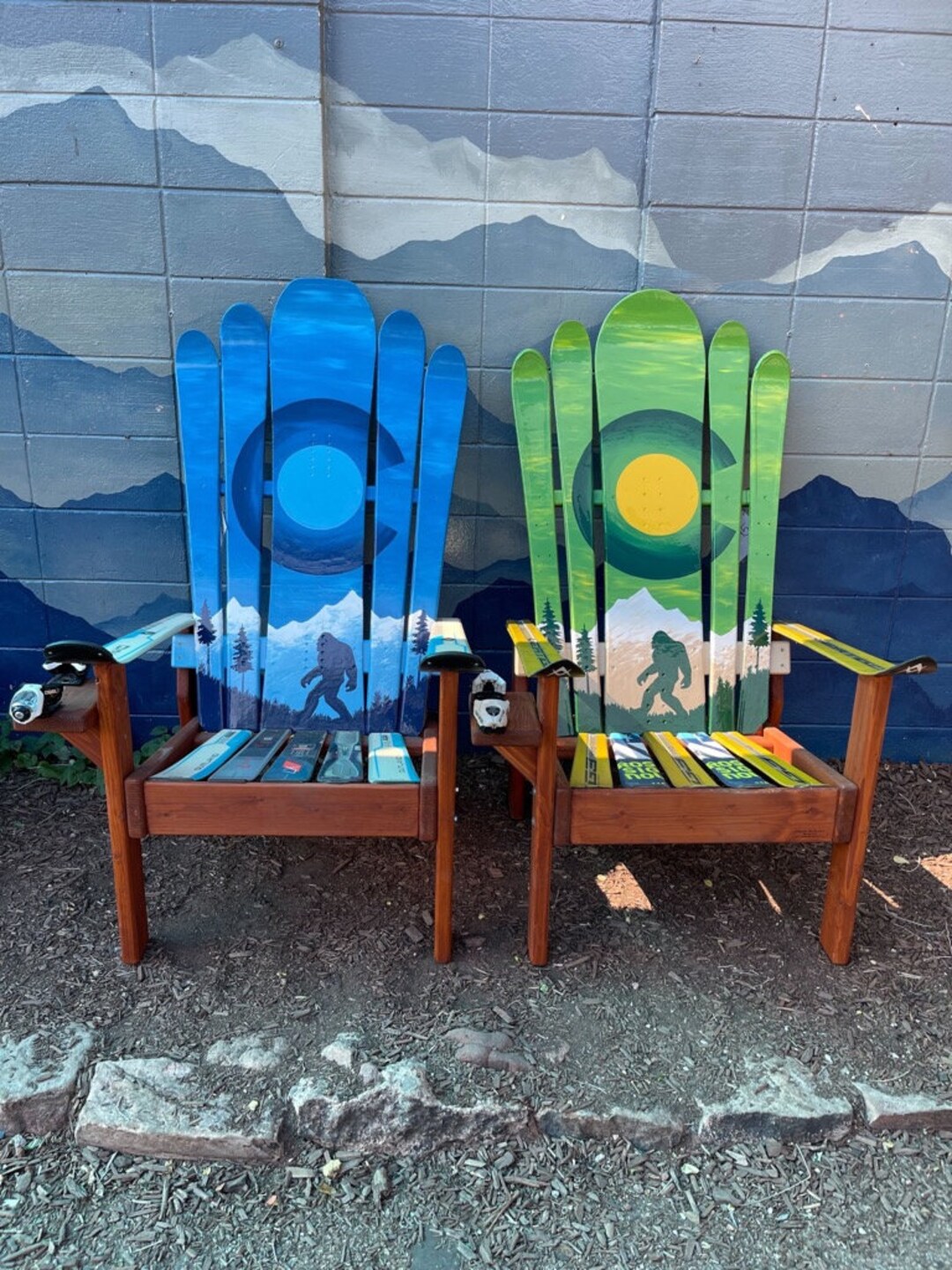 Blue Sky and Green Forest Sasquatch Bigfoot Adirondack Ski & Snowboard ...