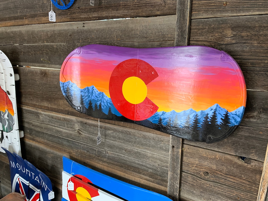 Hand Painted Colorado Sunset Mural on Recycled Snowboards - Etsy