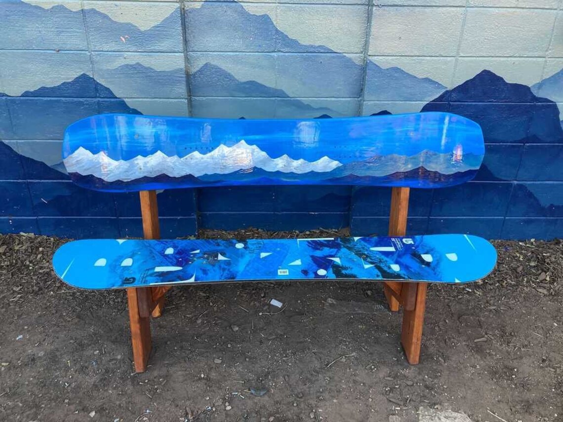 Mountain Mural Double Snowboard Bench Boot Bench Mud Room | Etsy