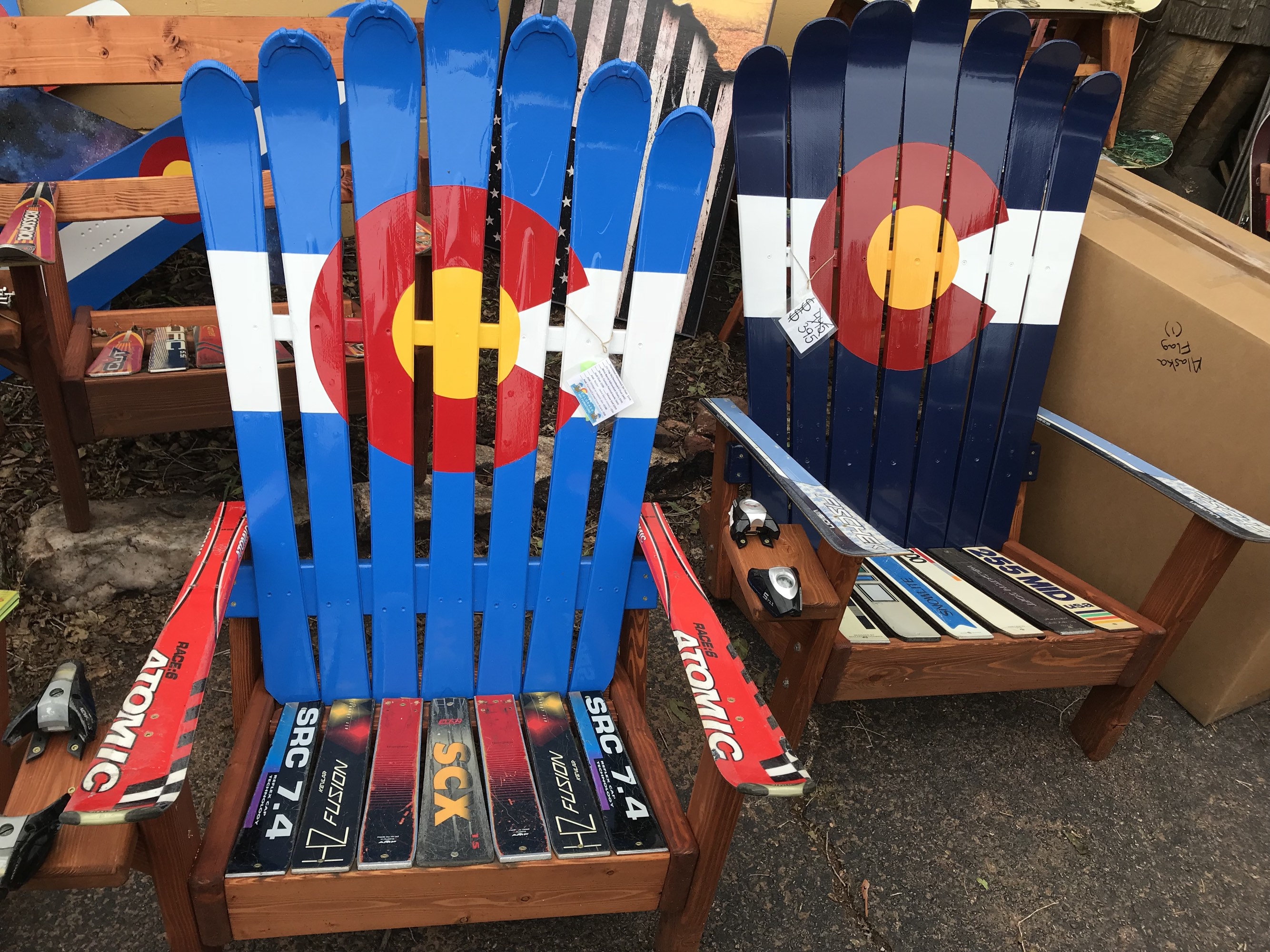 Set of 2 Colorado Flag Ski Chairs Hand Painted Adirondack | Etsy