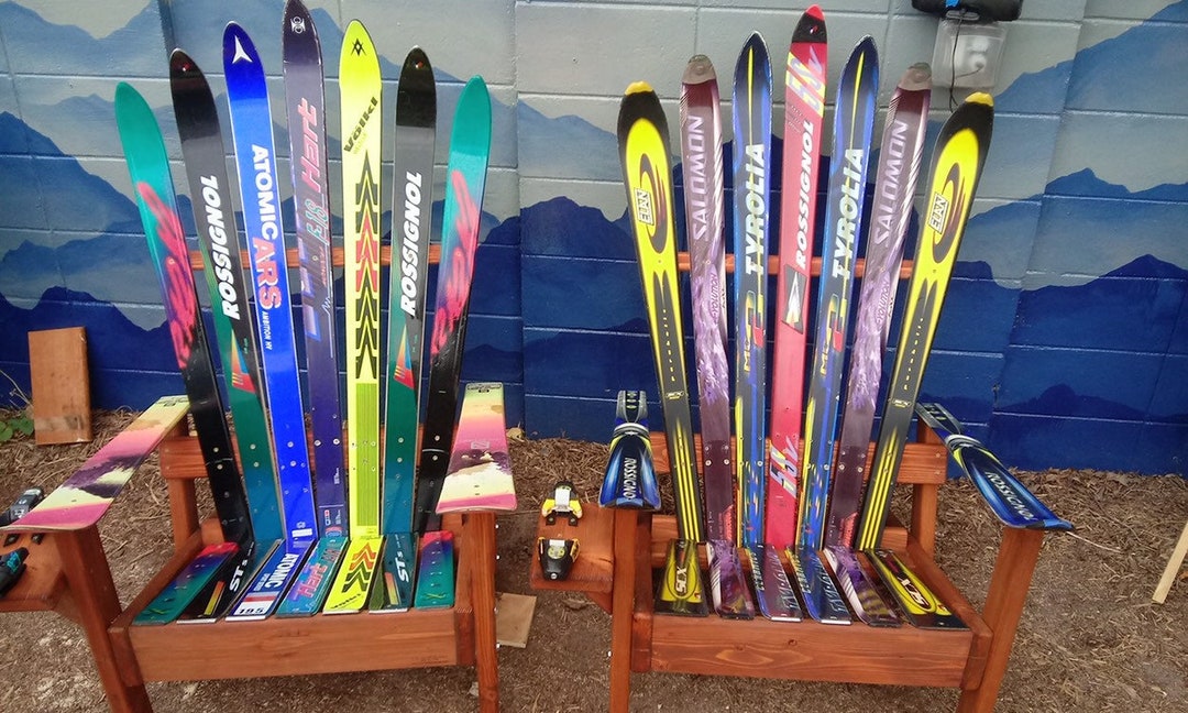 Ski Chairs, Colorful Outdoor Deck Seating, Upcycled Skis (set of 2) - Etsy