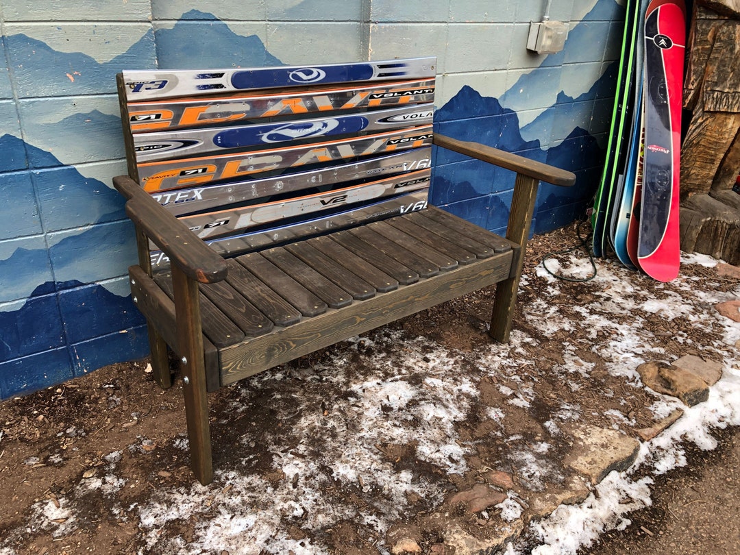 Dark Walnut Stained Ski & Snowboard Park Bench Repurposed, Request Your ...