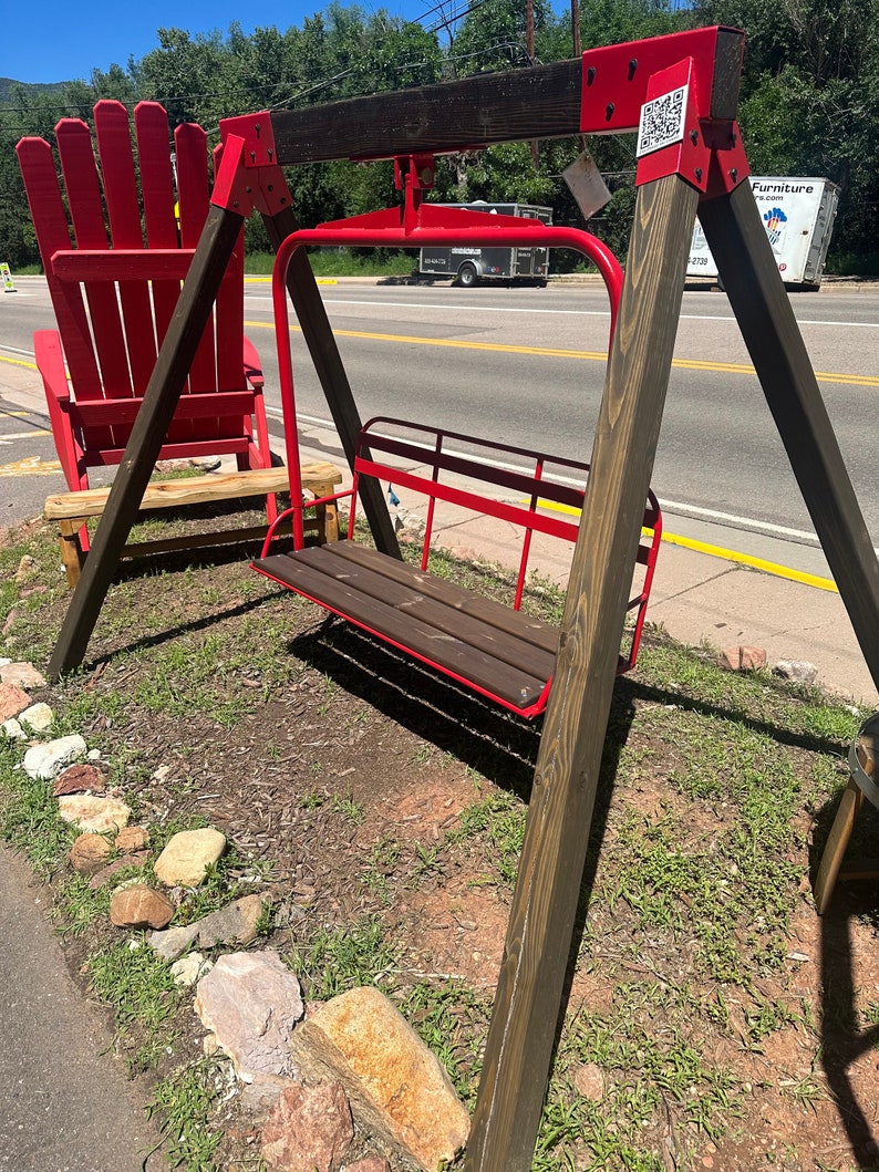 Repurposed Ski Chairlift Bench Swing With Wooden A-frame - Etsy