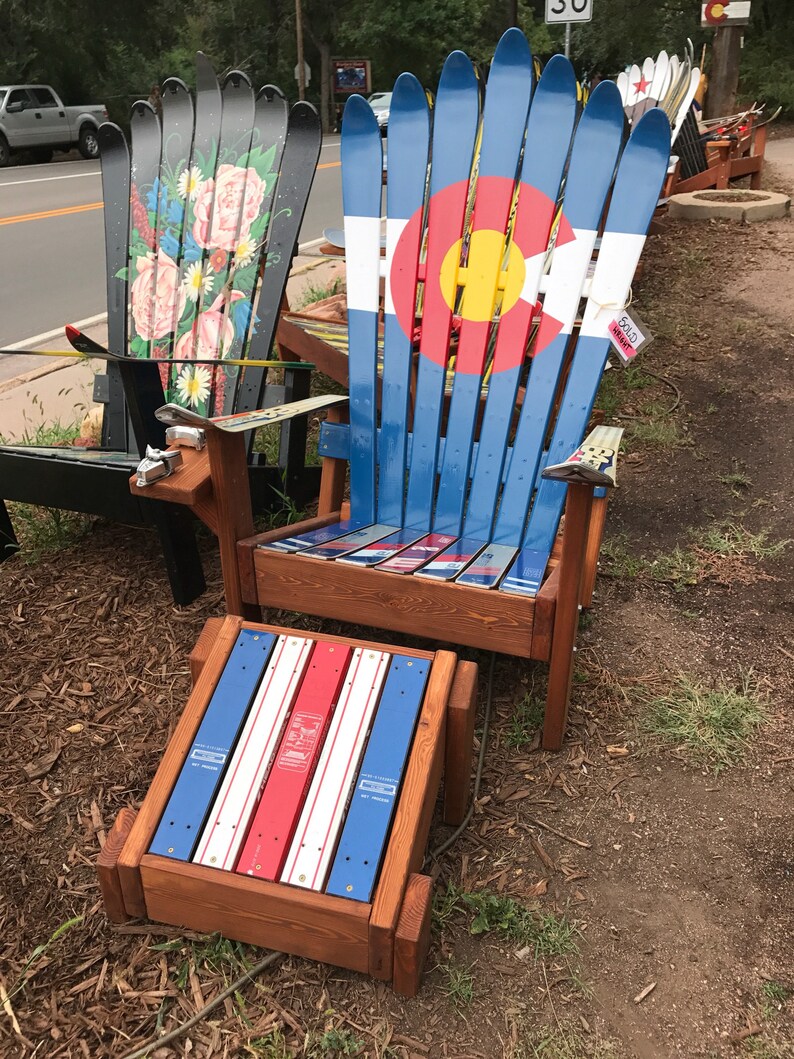 Set of 2 Colorado Flag Ski Chairs Hand Painted Adirondack | Etsy