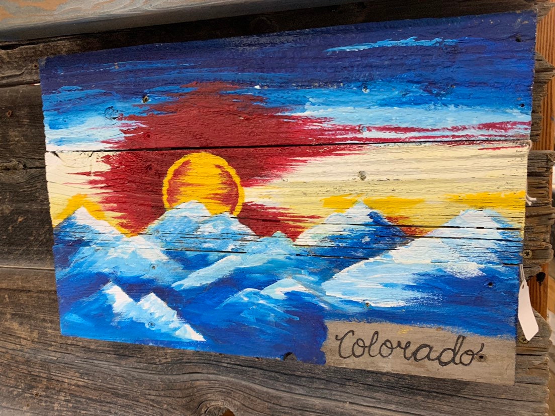 24 Rustic Hand Painted Colorado Sunset Mural Wall Flag | Etsy