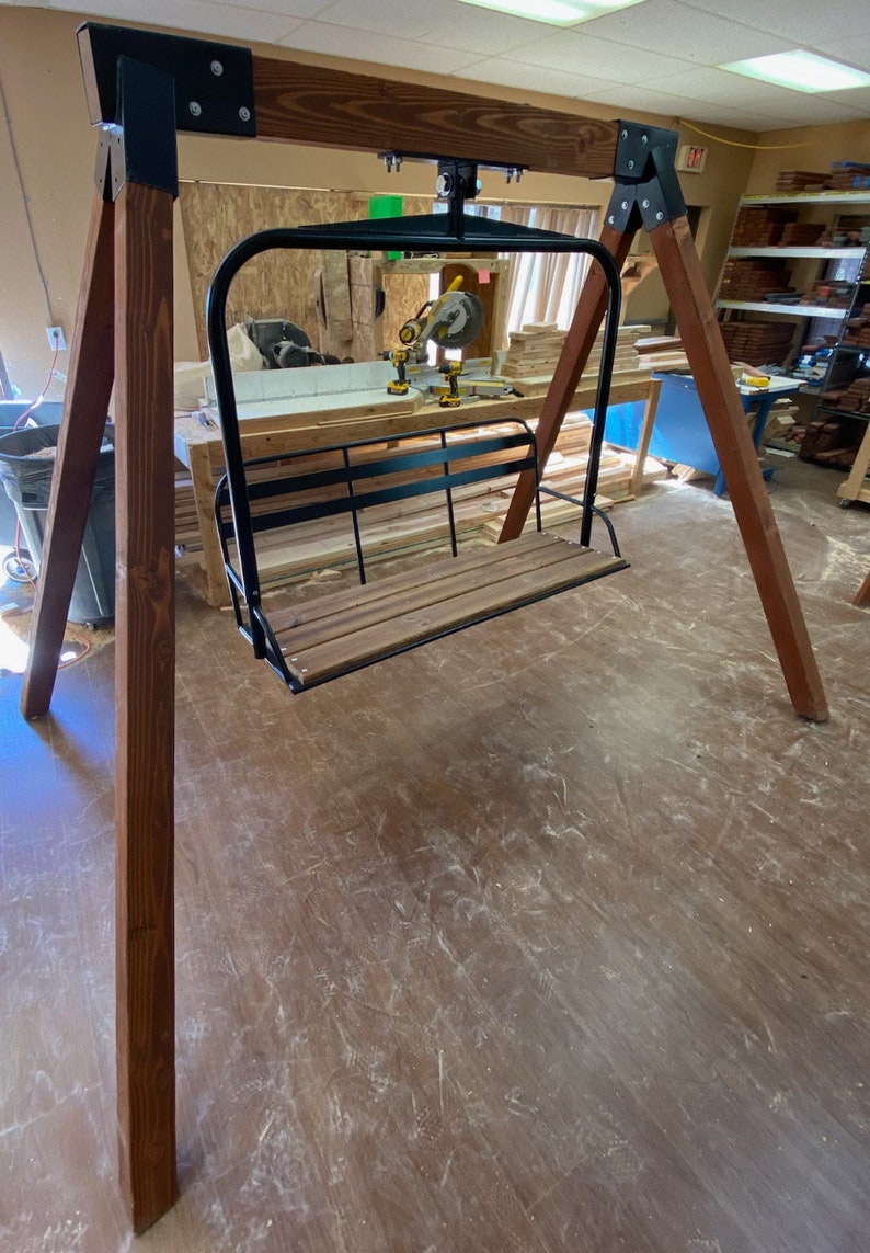 Repurposed Ski Chairlift Bench Swing With Wooden A-frame - Etsy