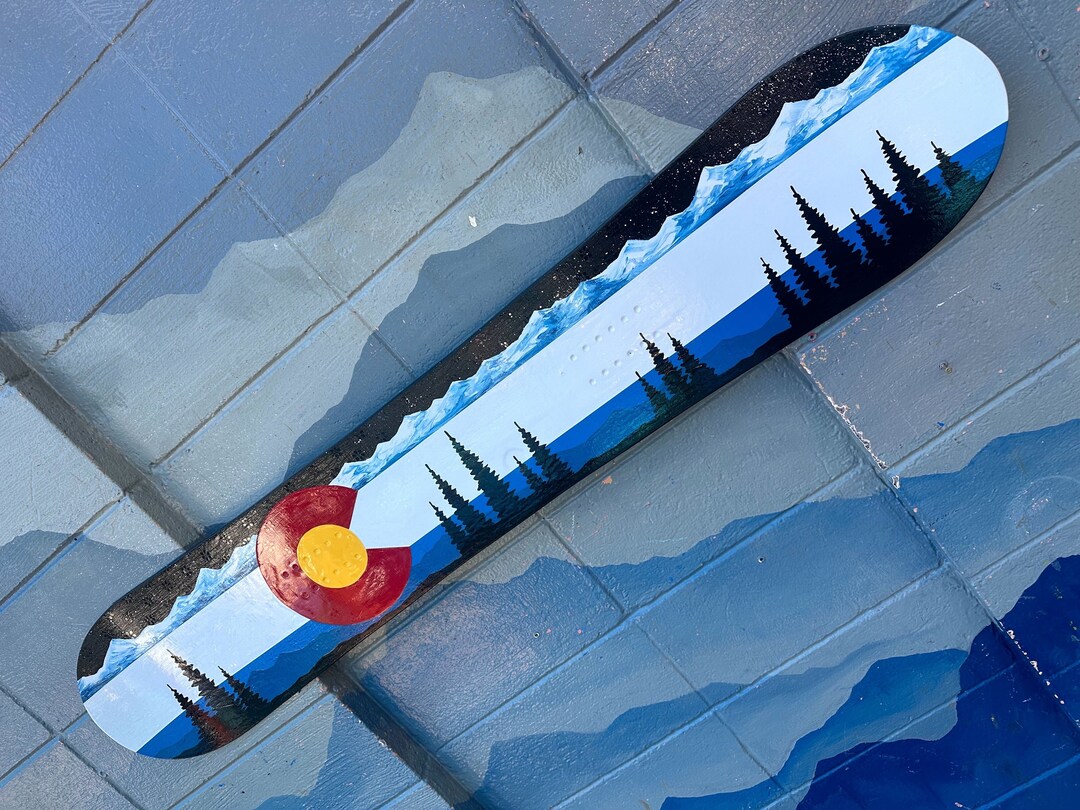 Hand-painted Colorado Mountain Mural Snowboard Wall Art - Etsy