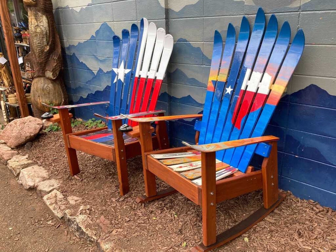 Set of 2 - Hand Painted Texas Flag Mural Chair - Hand Painted Outdoor ...