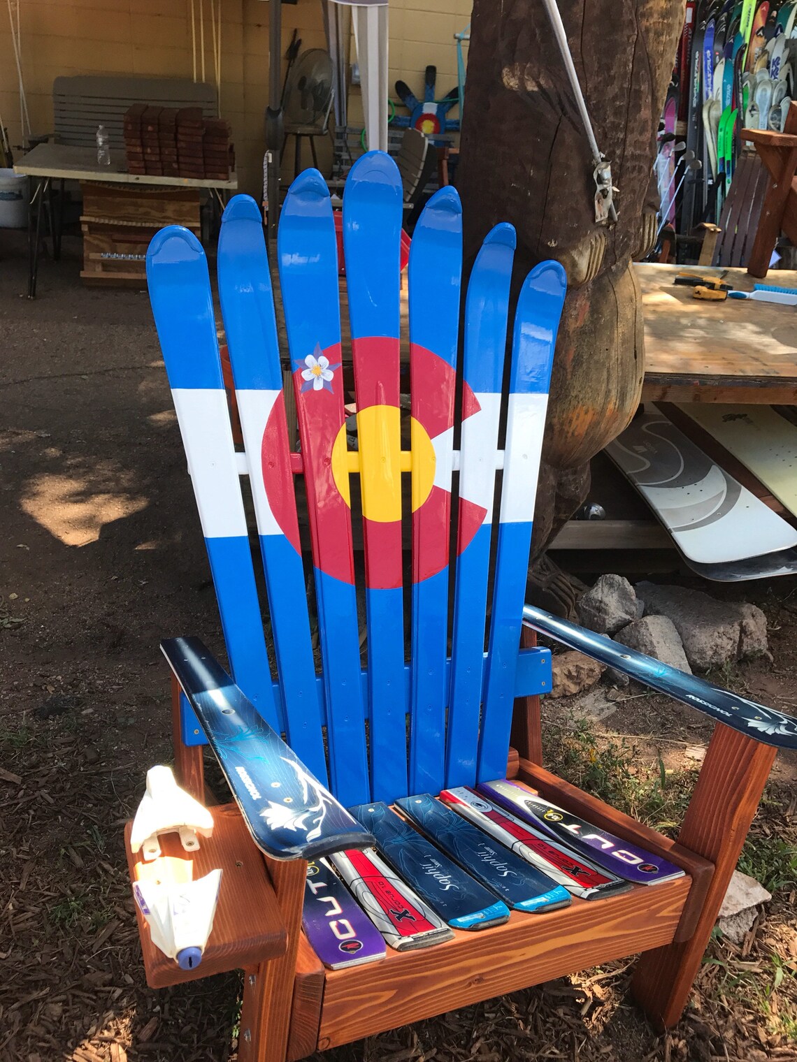 Colorado Flag Adirondack Ski Chair Woth Columbine Flower - Etsy