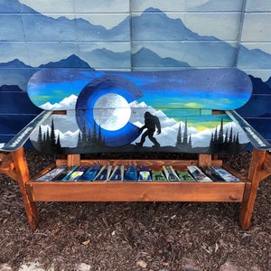 Sasquatch/ Bigfoot Sunset Northern Lights Mountain Mural Snowboard ...