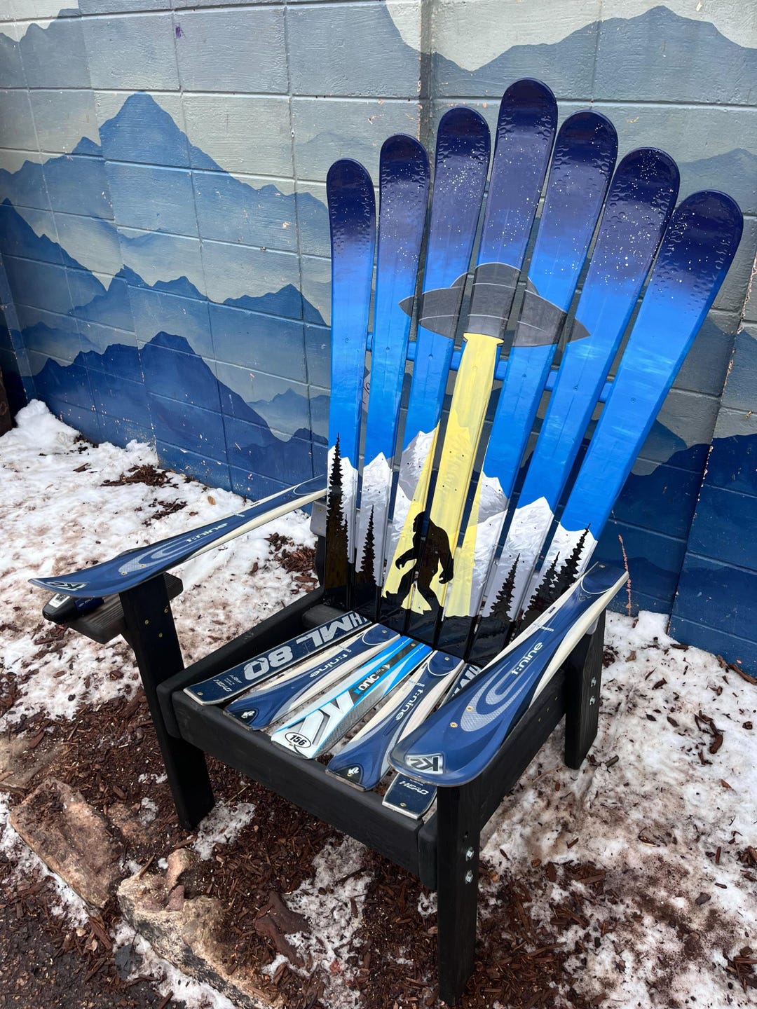 Aliens With Sasquatch Bigfoot Ski Chair, Patio and Deck Chairs, Unique ...