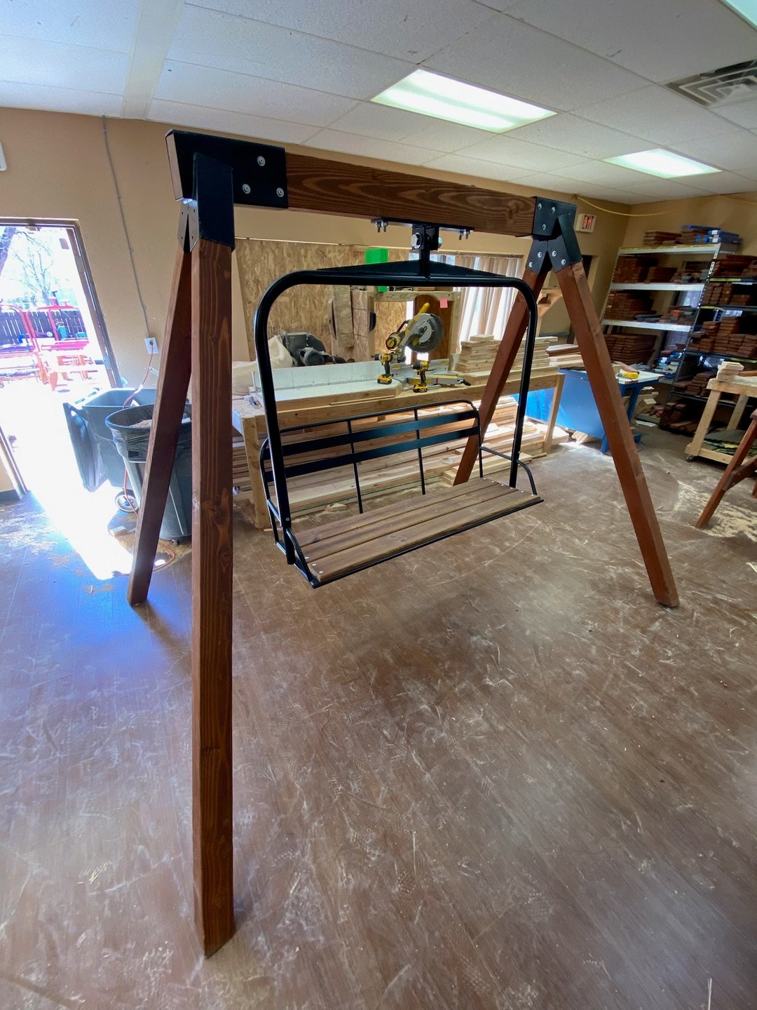 Repurposed Ski Chairlift Bench Swing With Wooden A-frame - Etsy