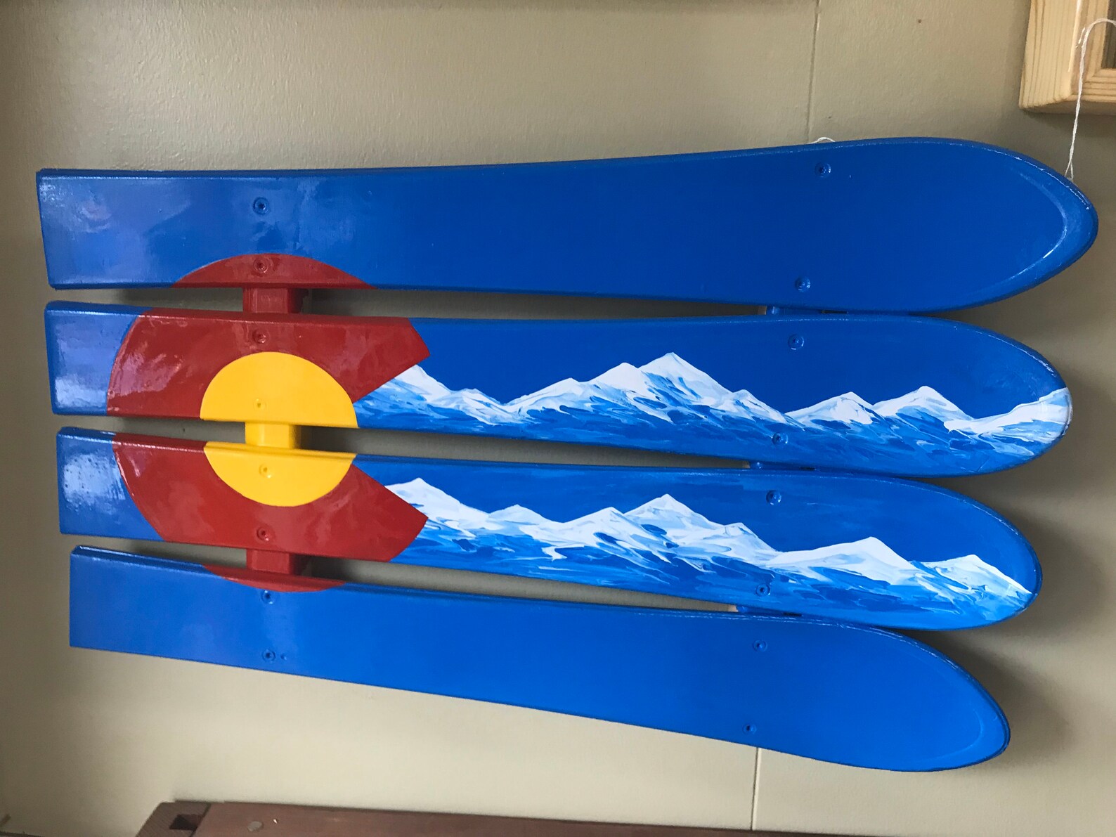 Colorado Mountains Wall Flag Art Hand-painted on Upcycled Skis - Etsy