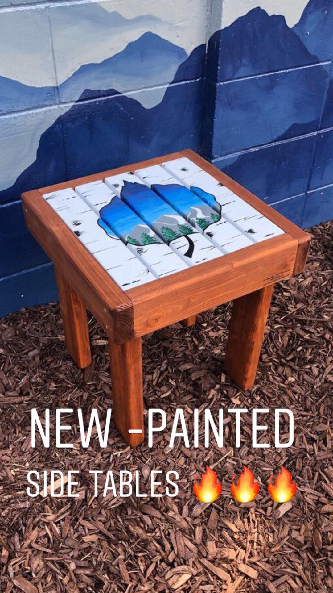 Hand-painted Aspen Ski Side Table, Colorado Decor, Custom Design - Etsy