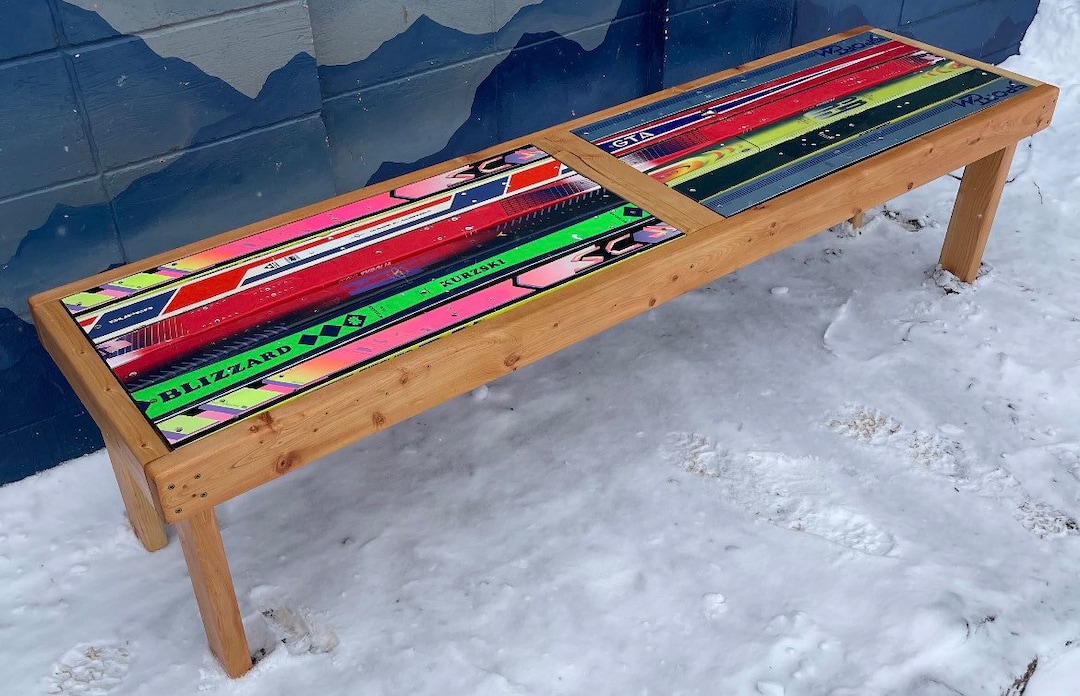Custom Ski Bench: Upcycled Recycled Skis, 72” Dining Table Bench - Etsy