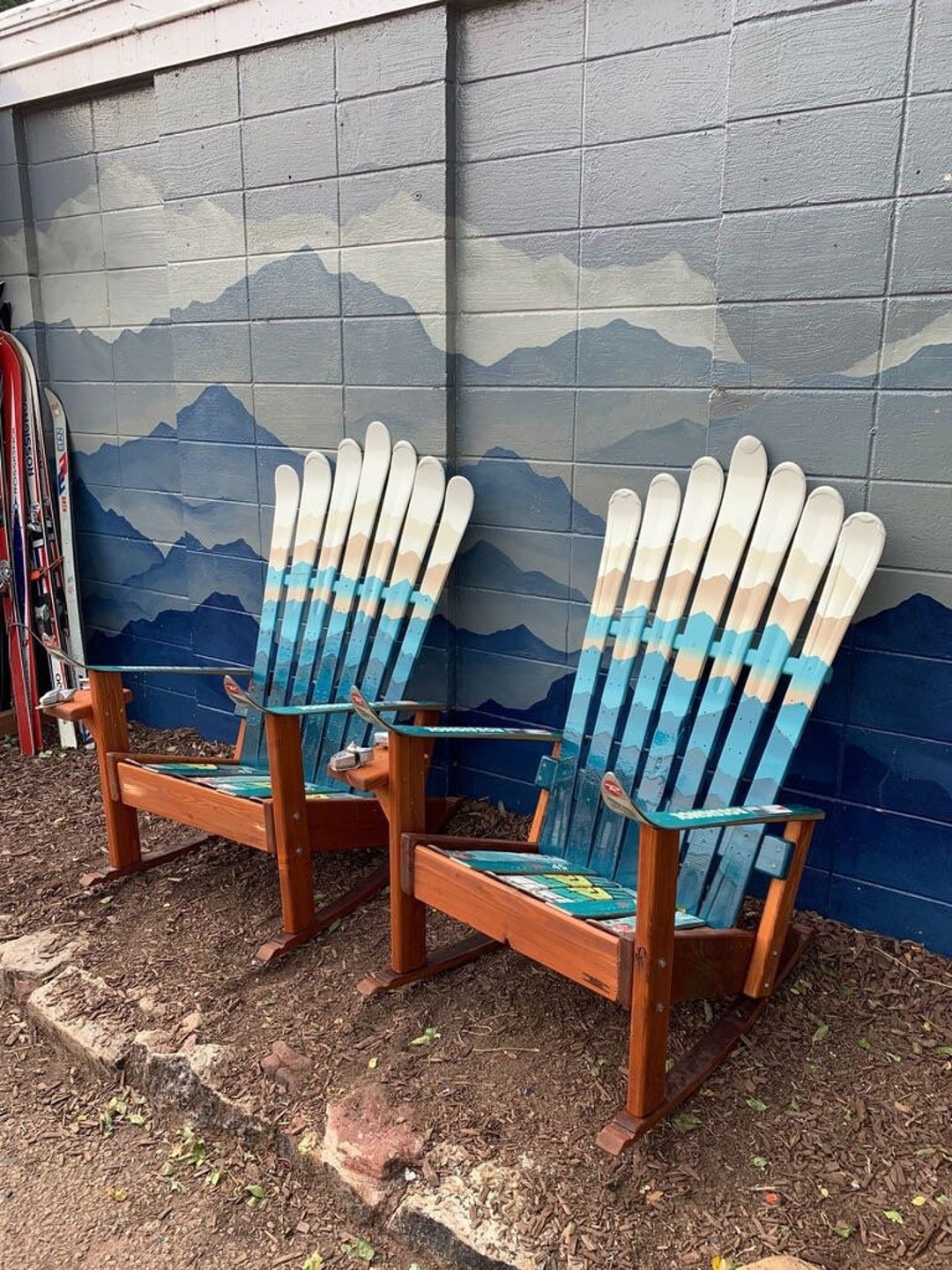 Set of 2 Hand-painted Ski Chairs – Custom Mystic Mountain Mural - Etsy