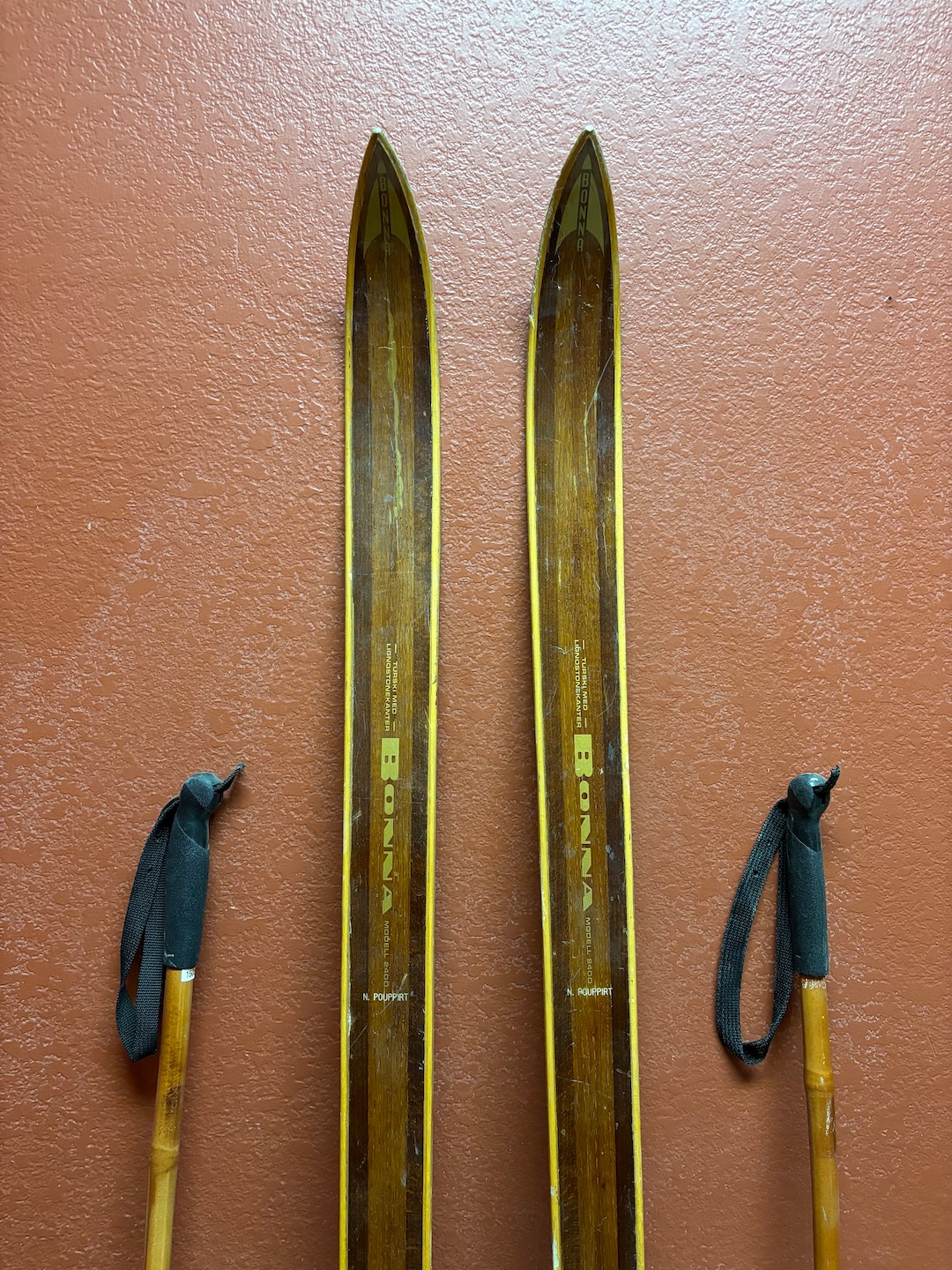 Bonna Modell 2400, Wooden Cross Country Antique Refurbished Ski Wall ...