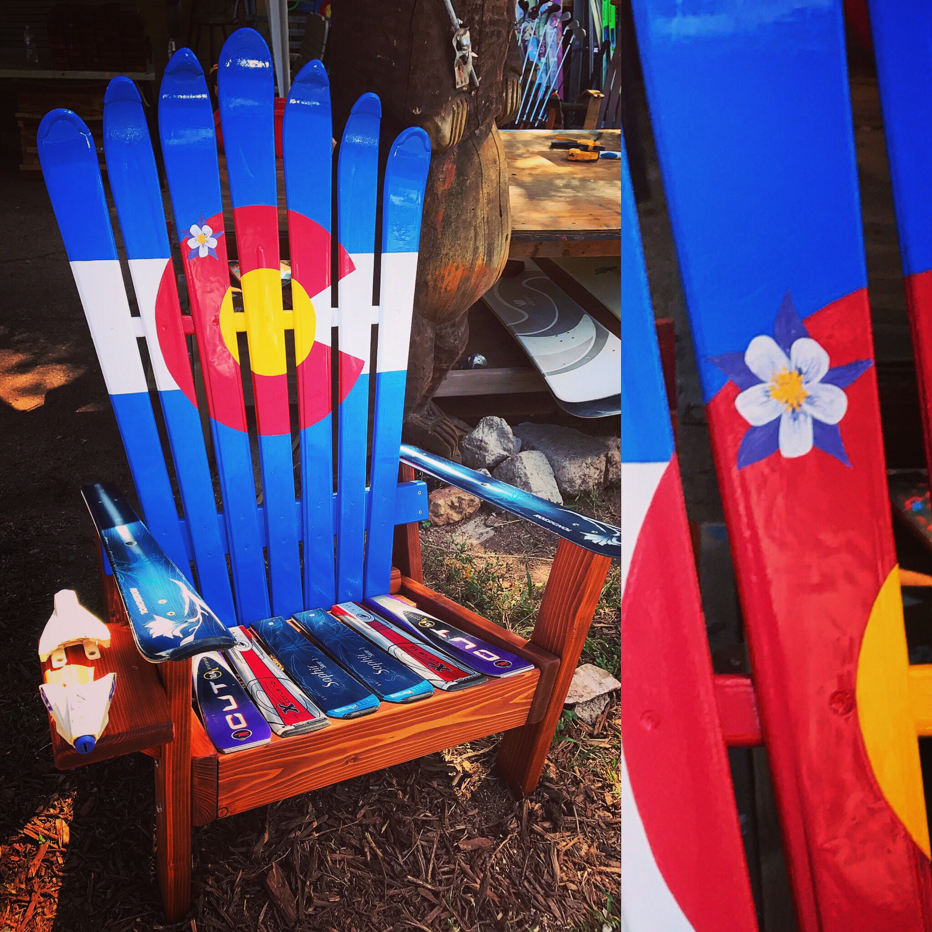 Colorado Flag Adirondack Ski Chair woth Columbine Flower | Etsy