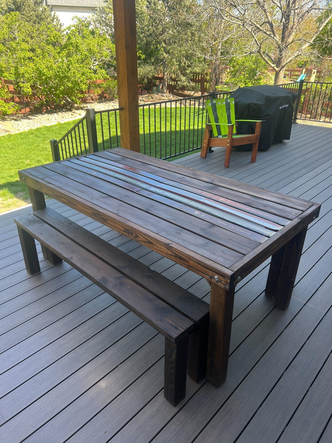 Outdoor Patio Set of 3- Includes: Large 72x40” Ski Dining Table, 2 ...