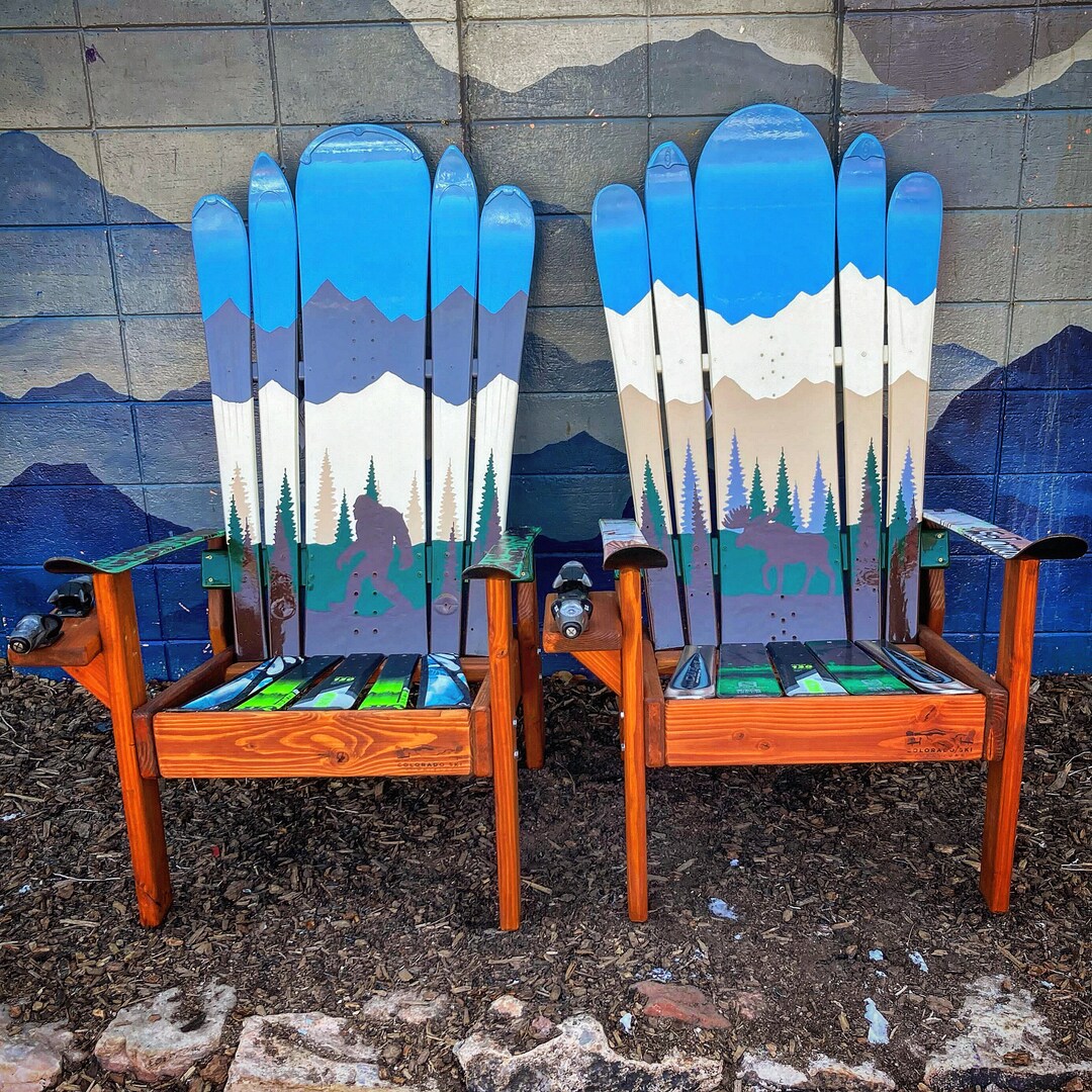 Set of 2 Bigfoot and Moose Mountain Mural Chairs, Yard Chairs ...