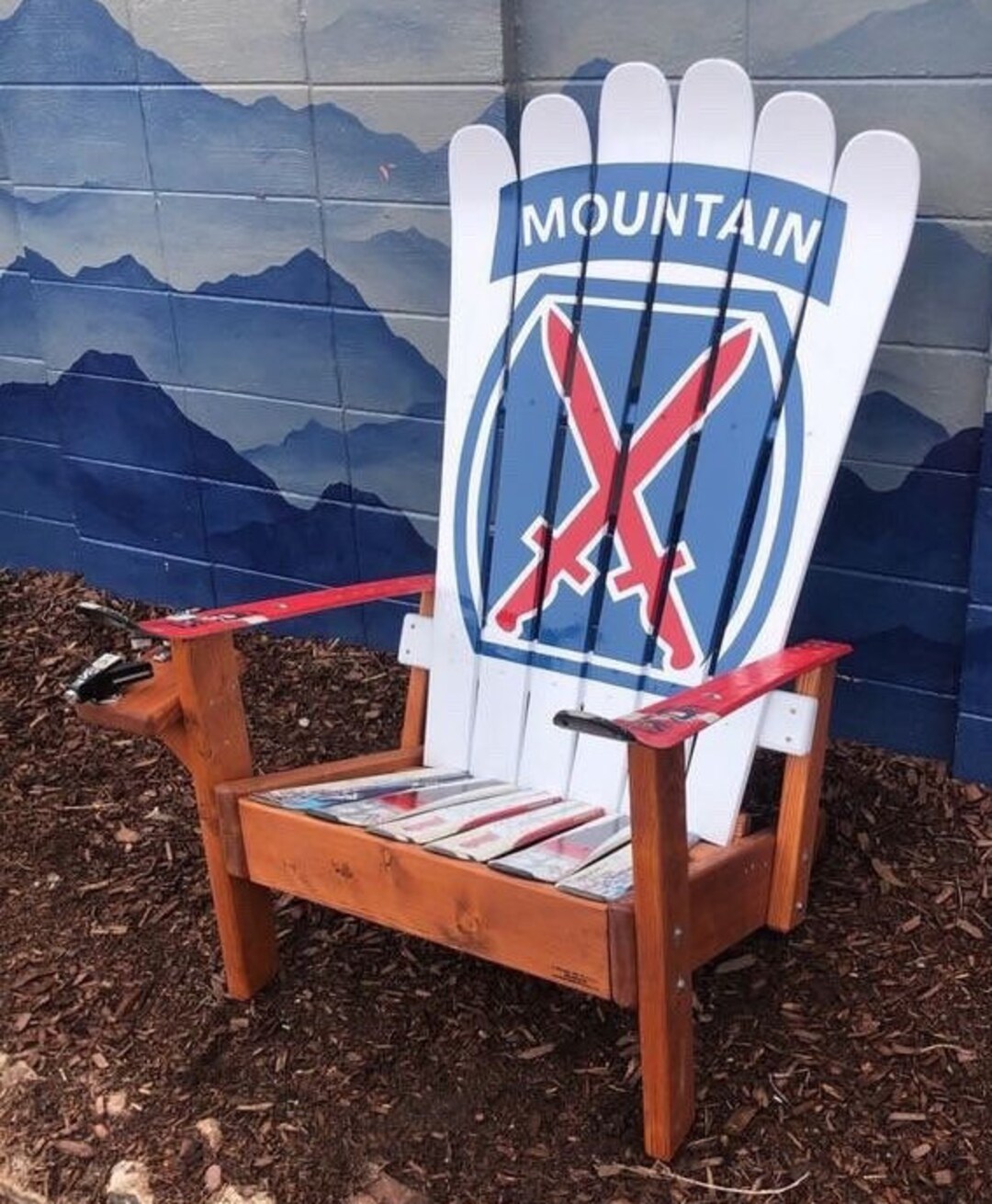 10th Mountain Division Ski Chair, Custom Adirondack Chair, Recycled Ski ...
