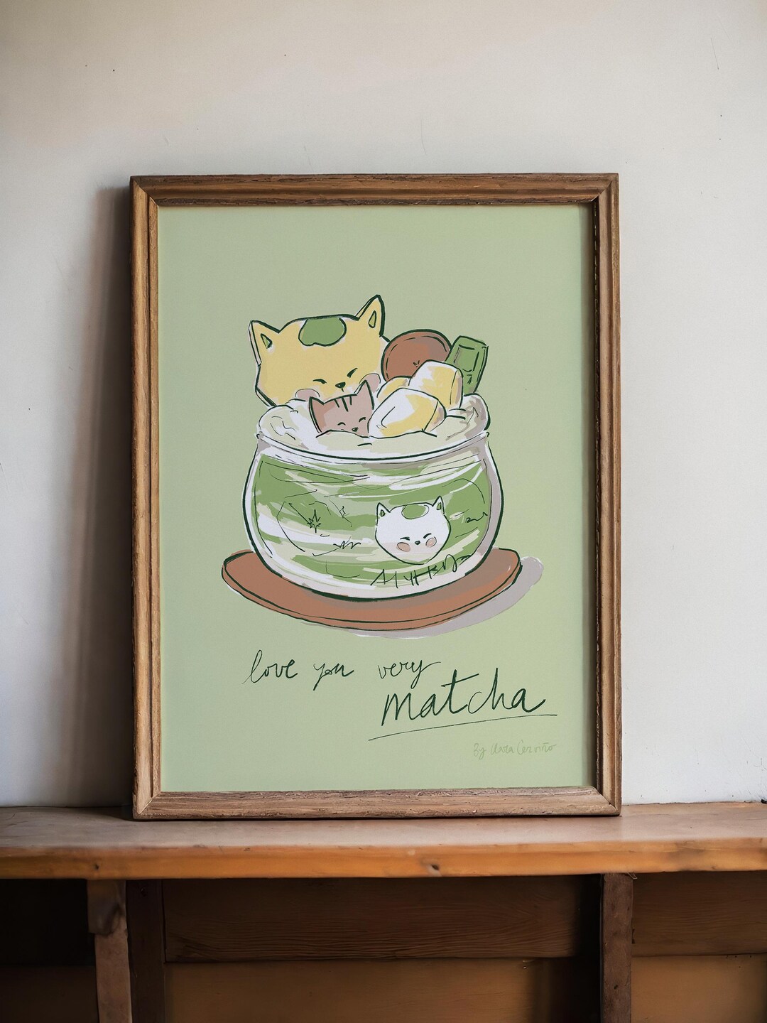 Matcha Poster, Matcha Art Print, Preppy Green, Matcha Latte Painting ...