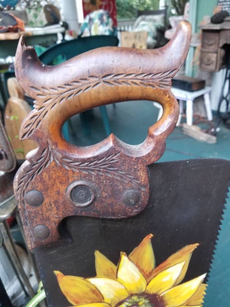 Sunflower Painted Saw, Handpainted Floral Saw, Sunflower Painted Saw ...