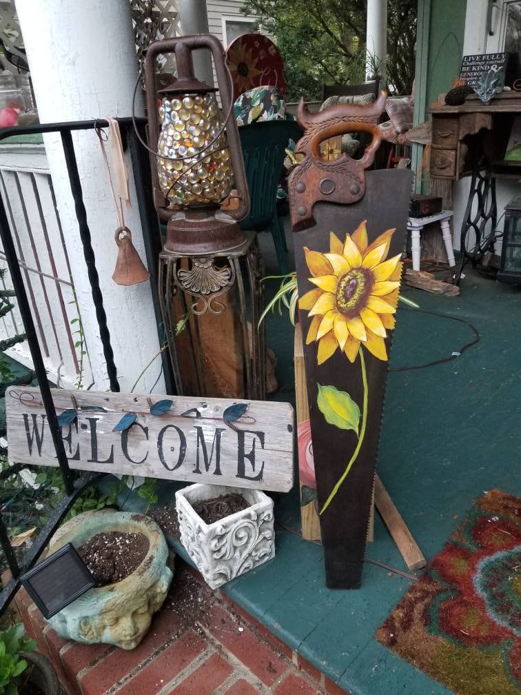 Sunflower Painted Saw, Handpainted Floral Saw, Sunflower Painted Saw ...