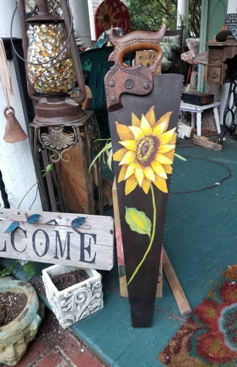 Sunflower Painted Saw, Handpainted Floral Saw, Sunflower Painted Saw ...