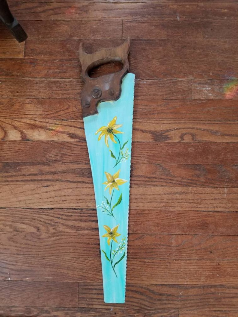 Saw Painted With Flowers, Handpainted Saw, Painted Handsaw, Floral ...